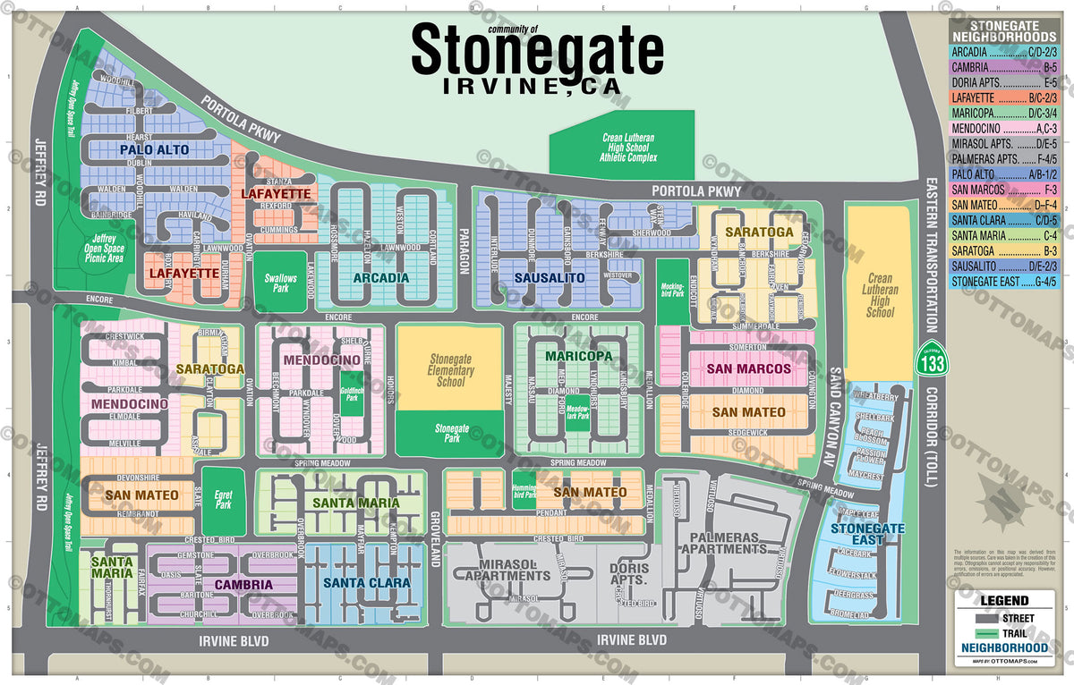 Stonegate Map, Irvine, CA - FILES - PDF and AI, editable, vector, roya ...