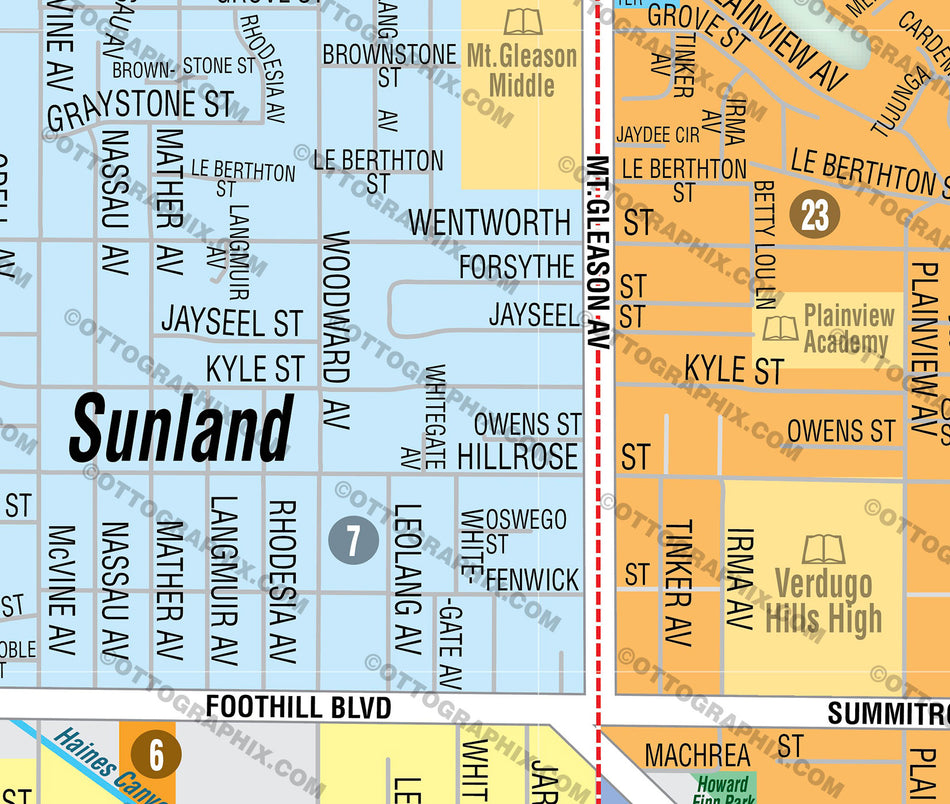 Sunland-Tujunga Map, Los Angeles County, CA - FILES - PDF and AI, edit ...