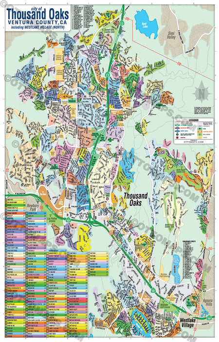 Thousand Oaks Map, Ventura County, CA - POSTER PRINTS – Otto Maps