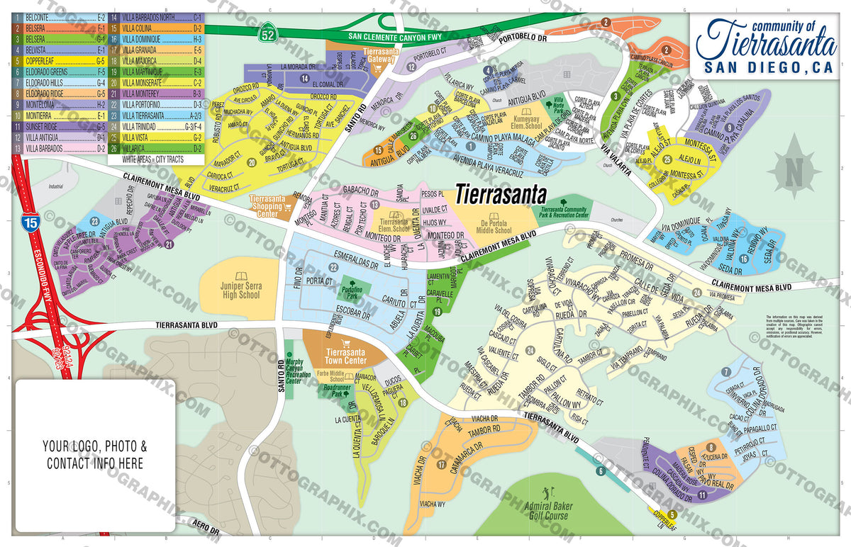 Tierrasanta Map, San Diego County, CA - FILES - PDF and AI, editable ...