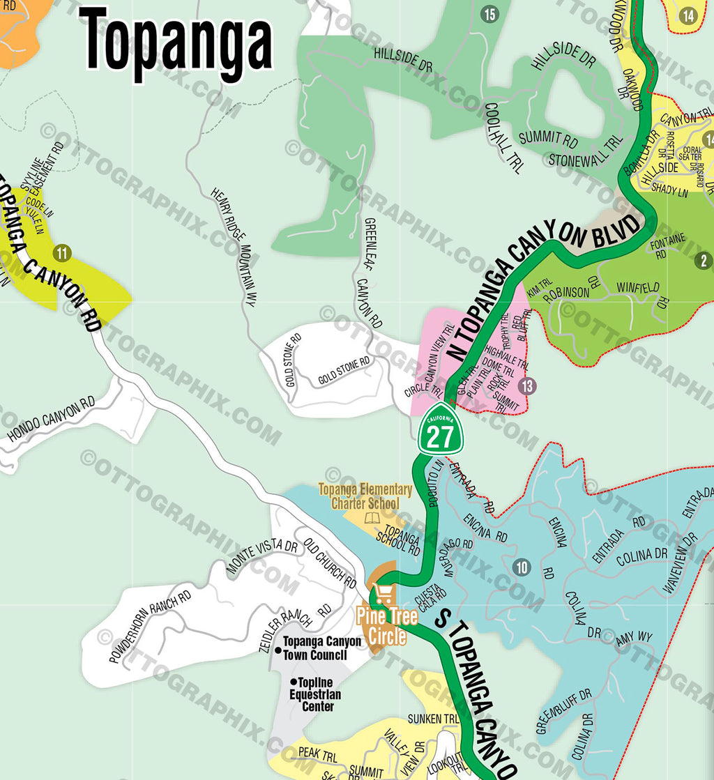 Topanga Map, Los Angeles County, CA - FILES - PDF and AI, editable, ve ...