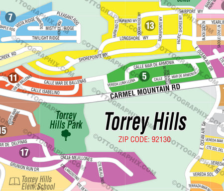 Torrey Hills Map, San Diego County, CA - FILES - PDF and AI, editable ...