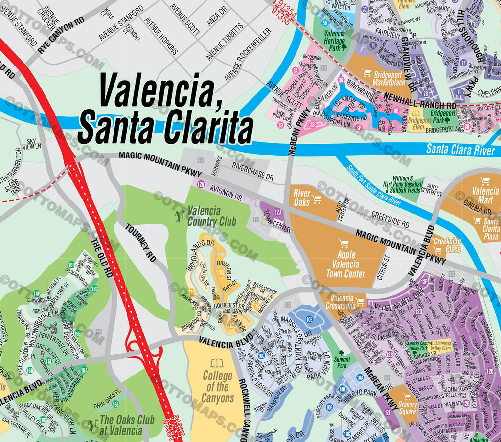 Valencia Map - Los Angeles County, CA – Otto Maps