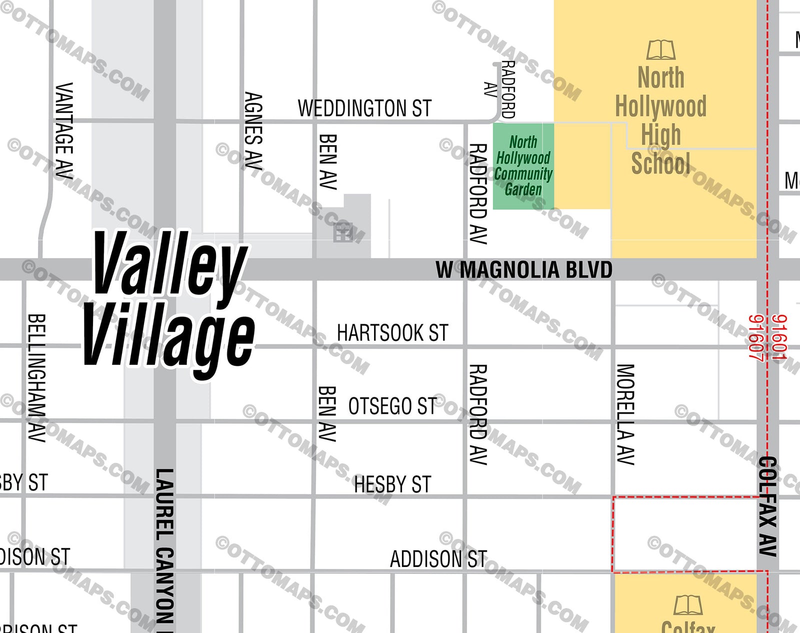 Valley Village Map, Los Angeles - PDF, editable, royalty free - FILES ...
