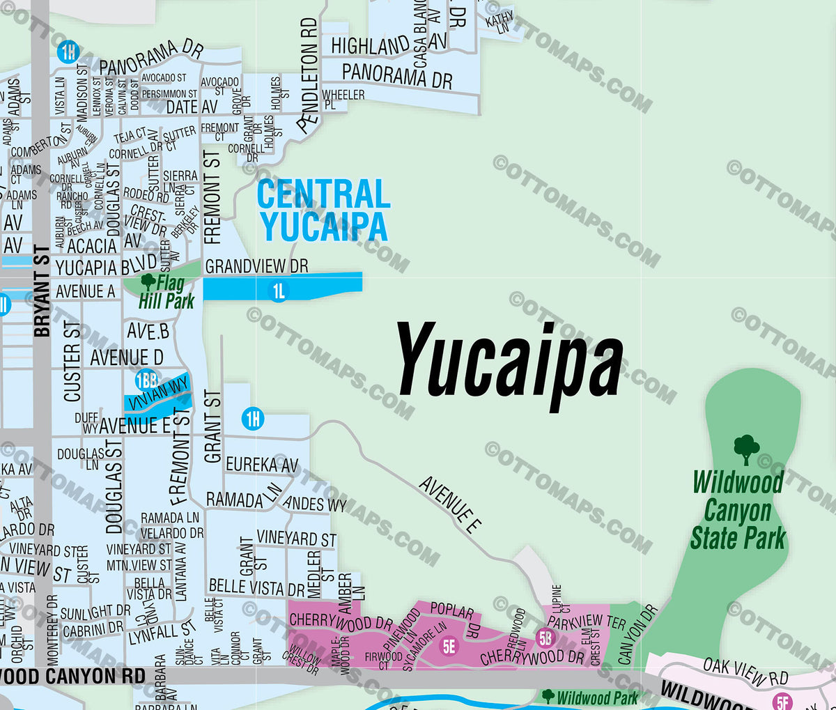 Yucaipa Map, San Bernardino County, CA – Otto Maps